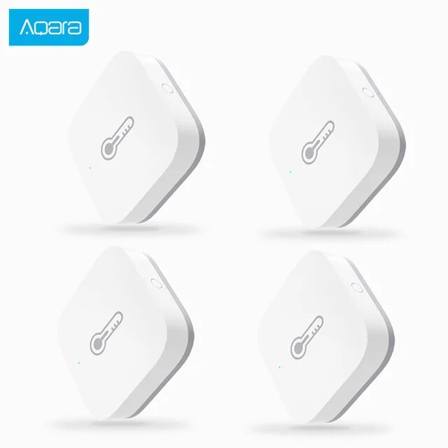 Аккумуляторный датчик температуры и влажности Zigbee Aqara, термометр, гигрометр, датчик температуры и влажности Mijia для умного дома Homekit - датчик Aqara, 4 штуки
