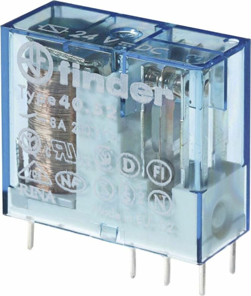Реле FINDER 405000000000 Реле электромагнитное промежуточное Uобмотки 24VDC DPDT 8A контакты AgNi 1шт