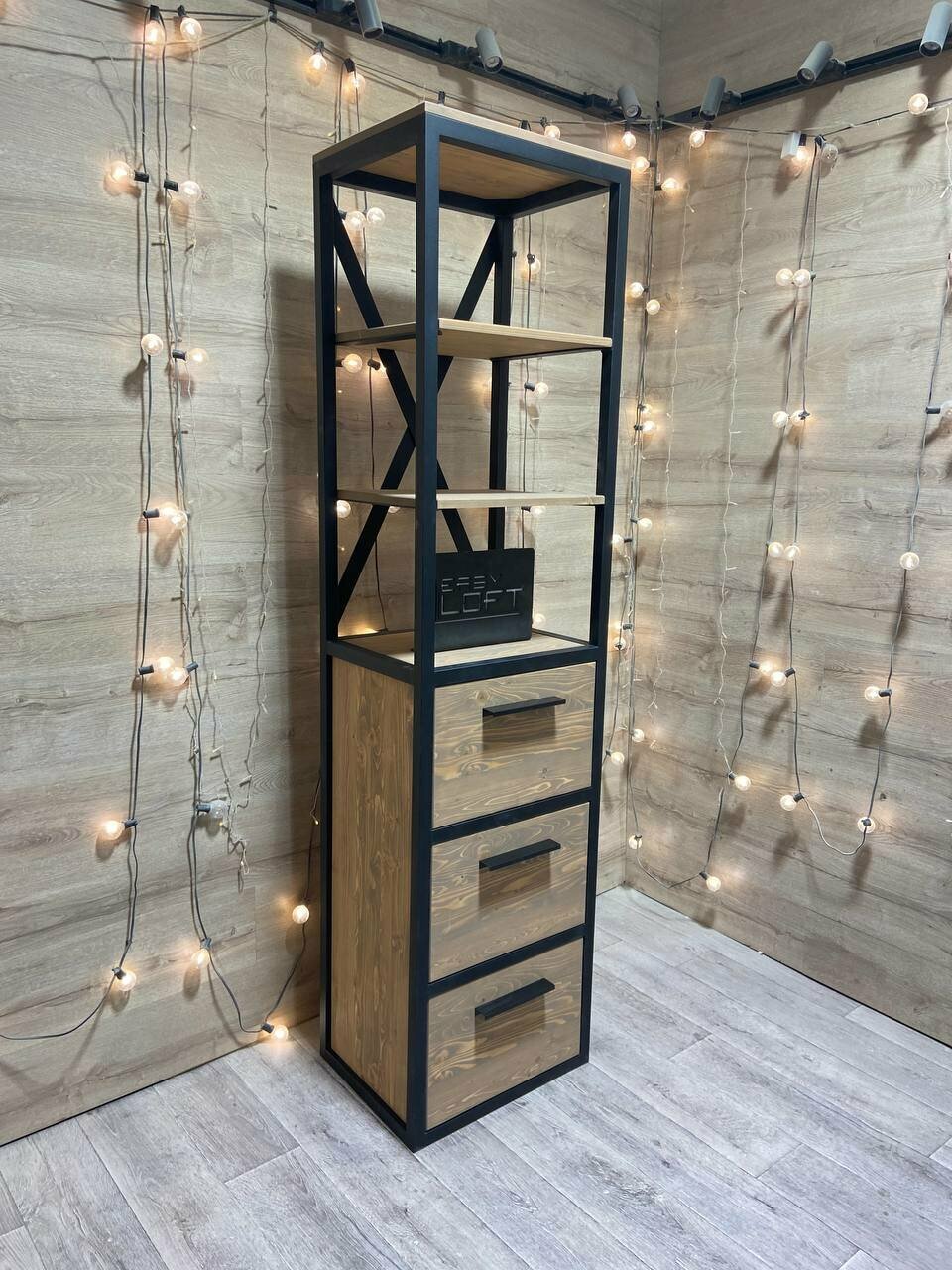 Стеллаж "EasyLOFT" в стиле лофт, для дома и офиса, 50х40х200 см, цвет тоскана
