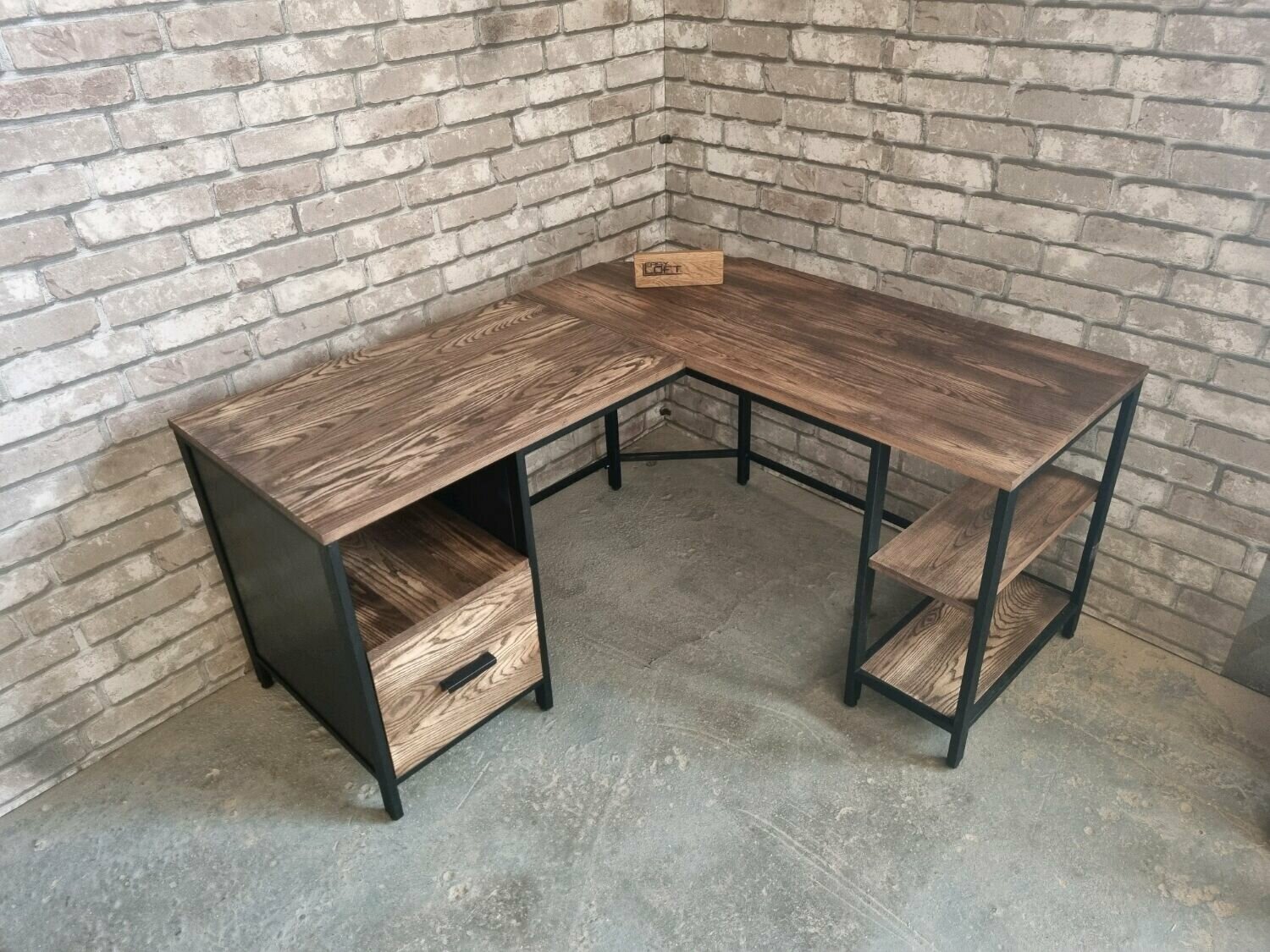Стол EasyLOFT лофт письменный угловой, 60x60x75 см, цвет бежевый