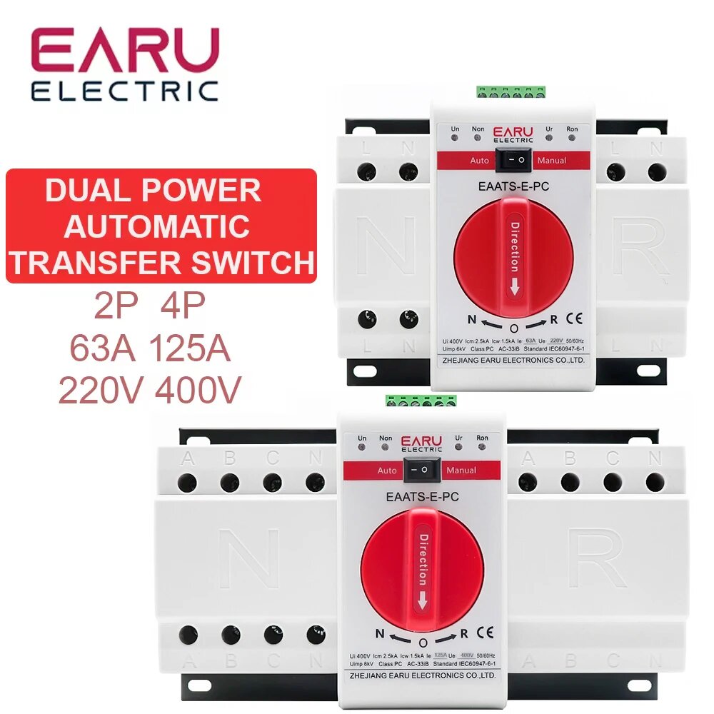 Автоматический выключатель 2P 63A 220V EARUELECTRIC
