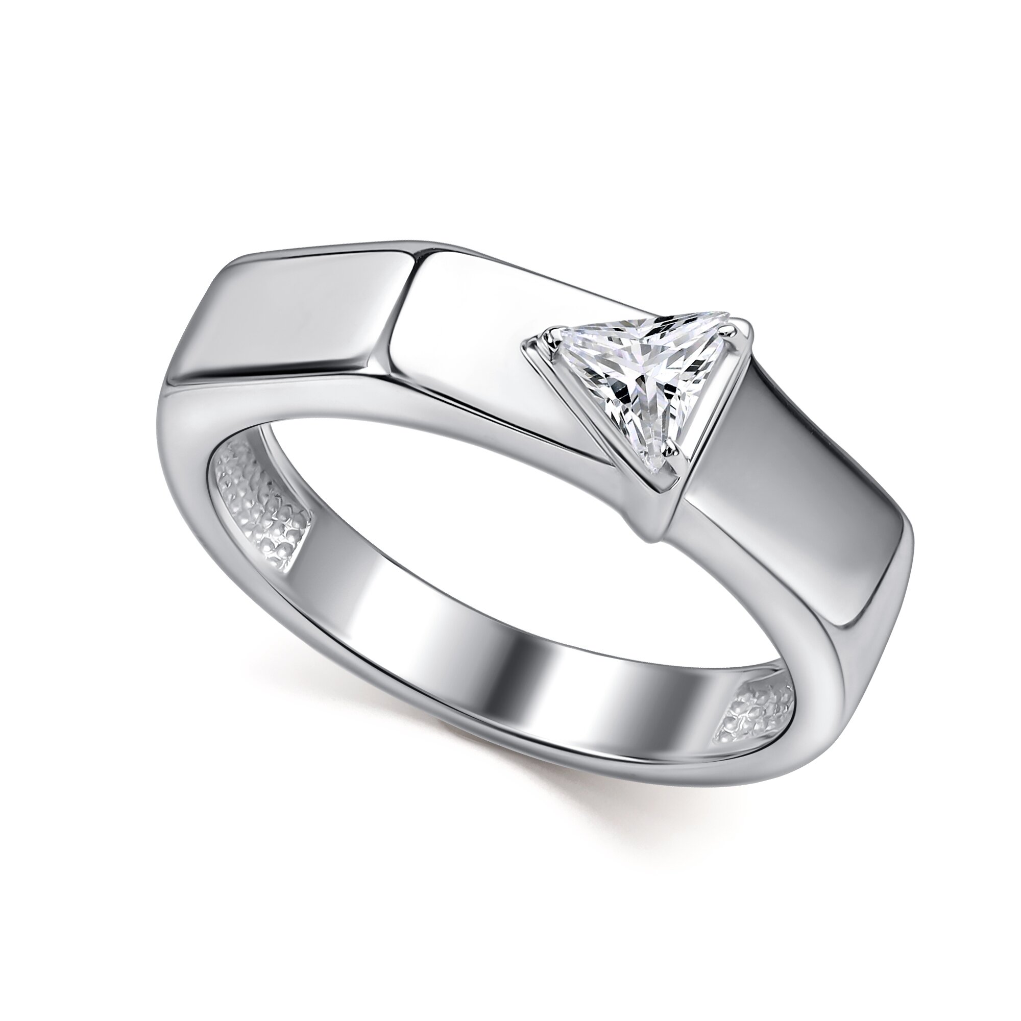 Кольцо, серебро, 925 проба, родирование, фианит