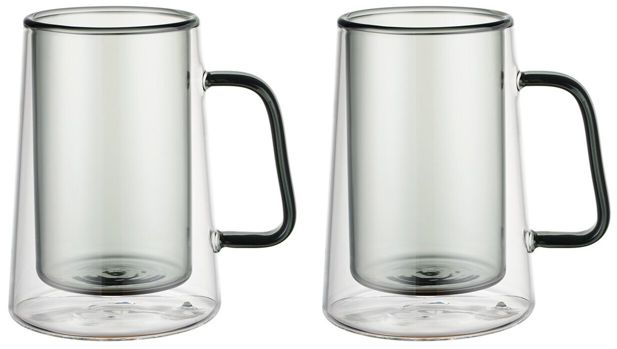 Кружка Kuchenland, 300 мл, 2 шт, стекло термостойкое, цвет серый, Air