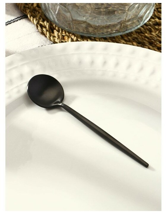 Ложка чайная из нержавеющей стали Magistro «Фолк», h=12,3 см, цвет чёрный