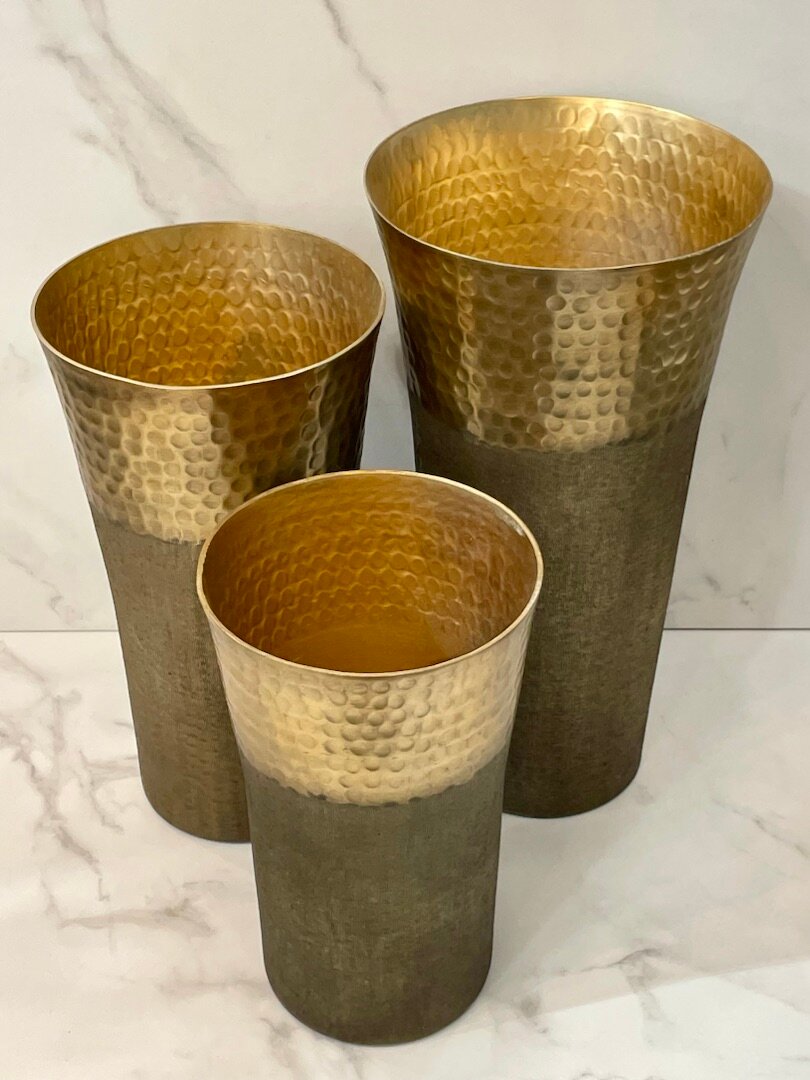 Ваза набор 3 шт BIZZOTTO HAMMEL GOLD 0184183 d140x240h; d150x280h; d165x340h