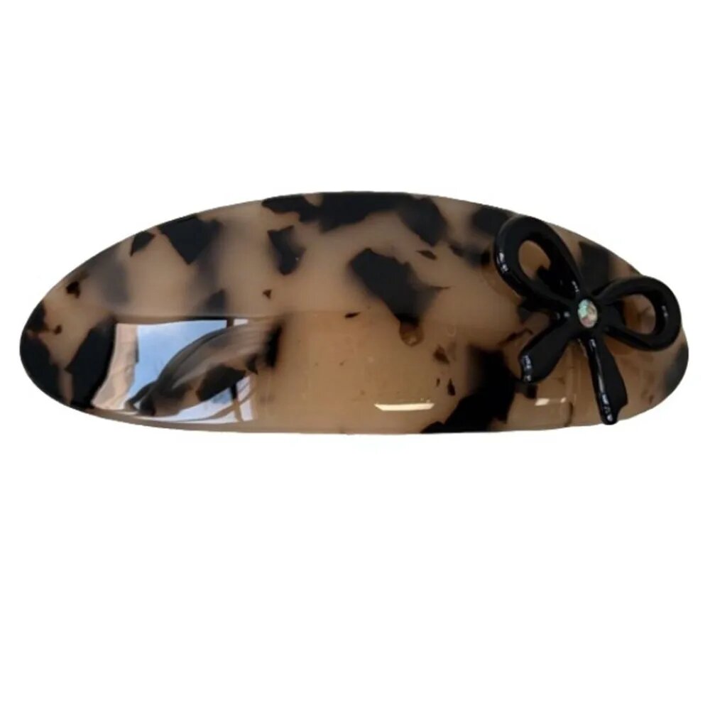 Заколки-бареты овальные резиновые черные Коричневый, Tortoiseshell