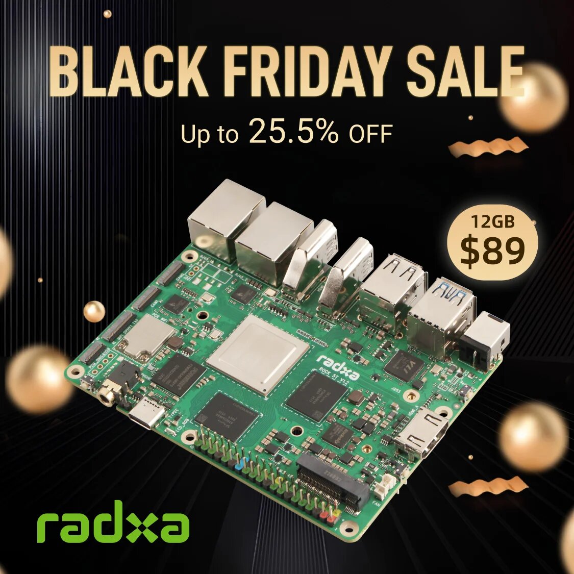 TopElec Radxa ROCK 5T модуль Черный, 12GB