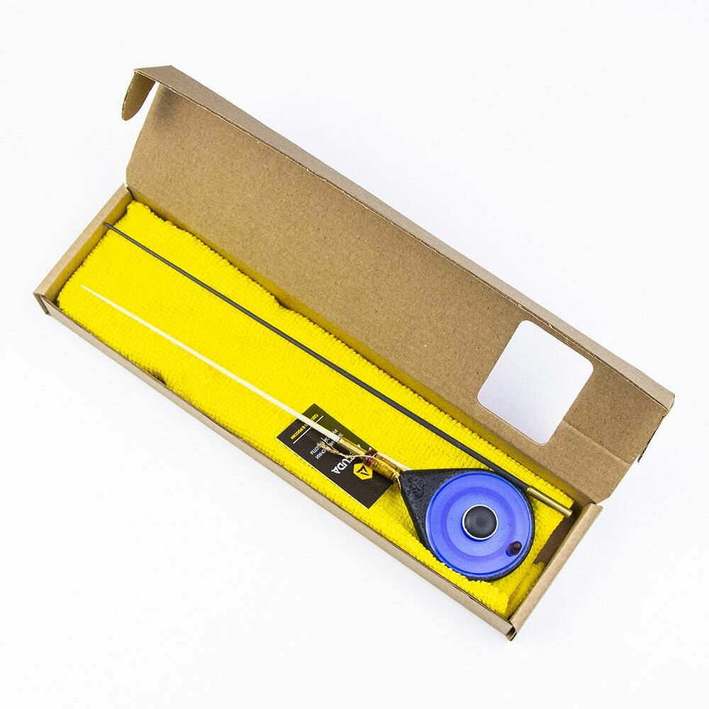 Зимняя удочка балалайка Артуда "Двустволка Мини" синяя с двумя сменными хлыстами для ловли на мормышку и безмотылку