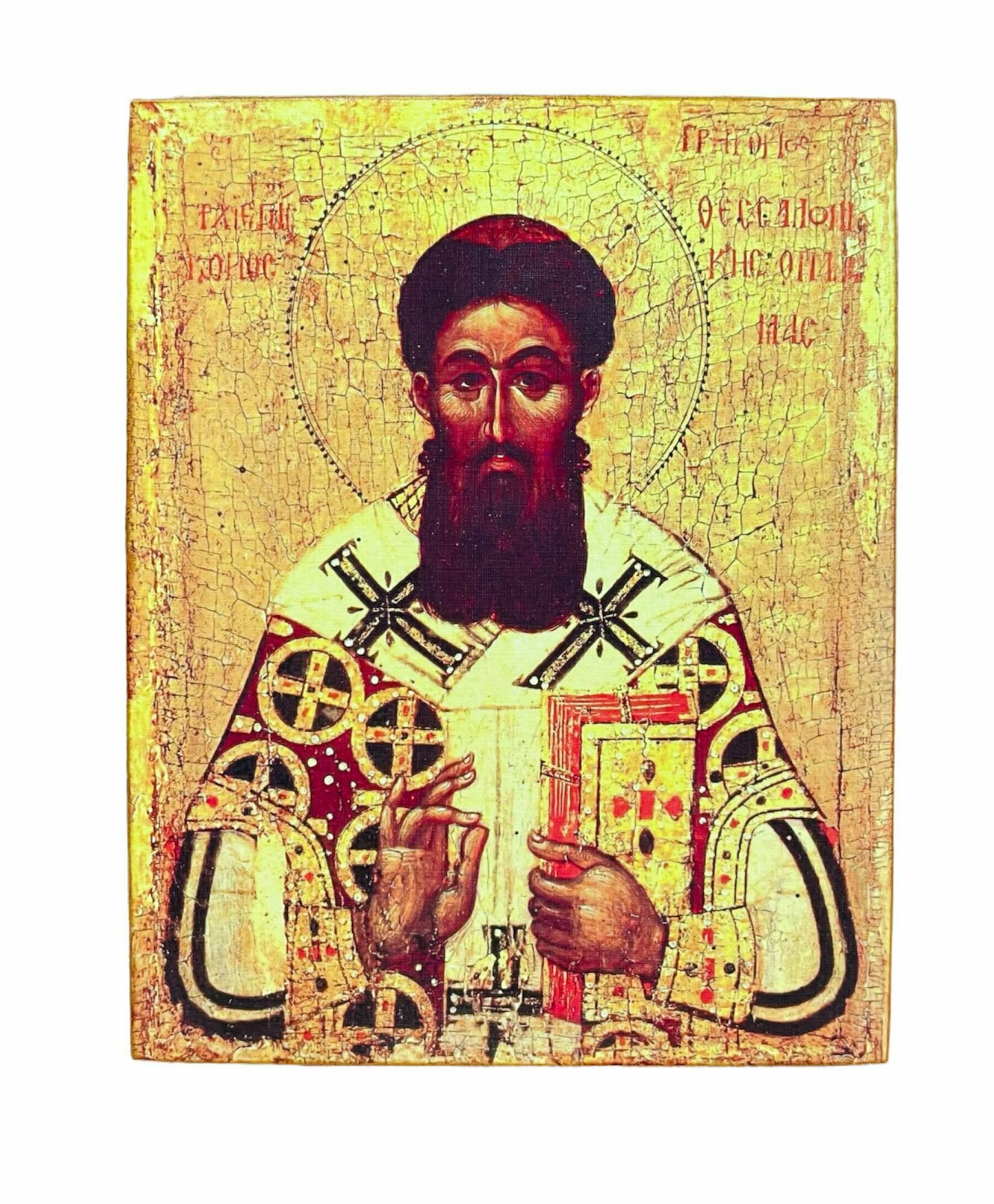 Икона Григорий Палама, Солунский (Фессалоникийский), Святитель, под старину, 10х15 см