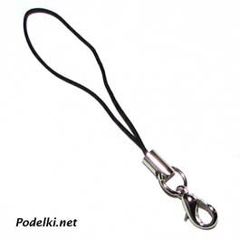 Шнур для мобильного телефона с карабином 0000358 черный, цена за 10 шт.
