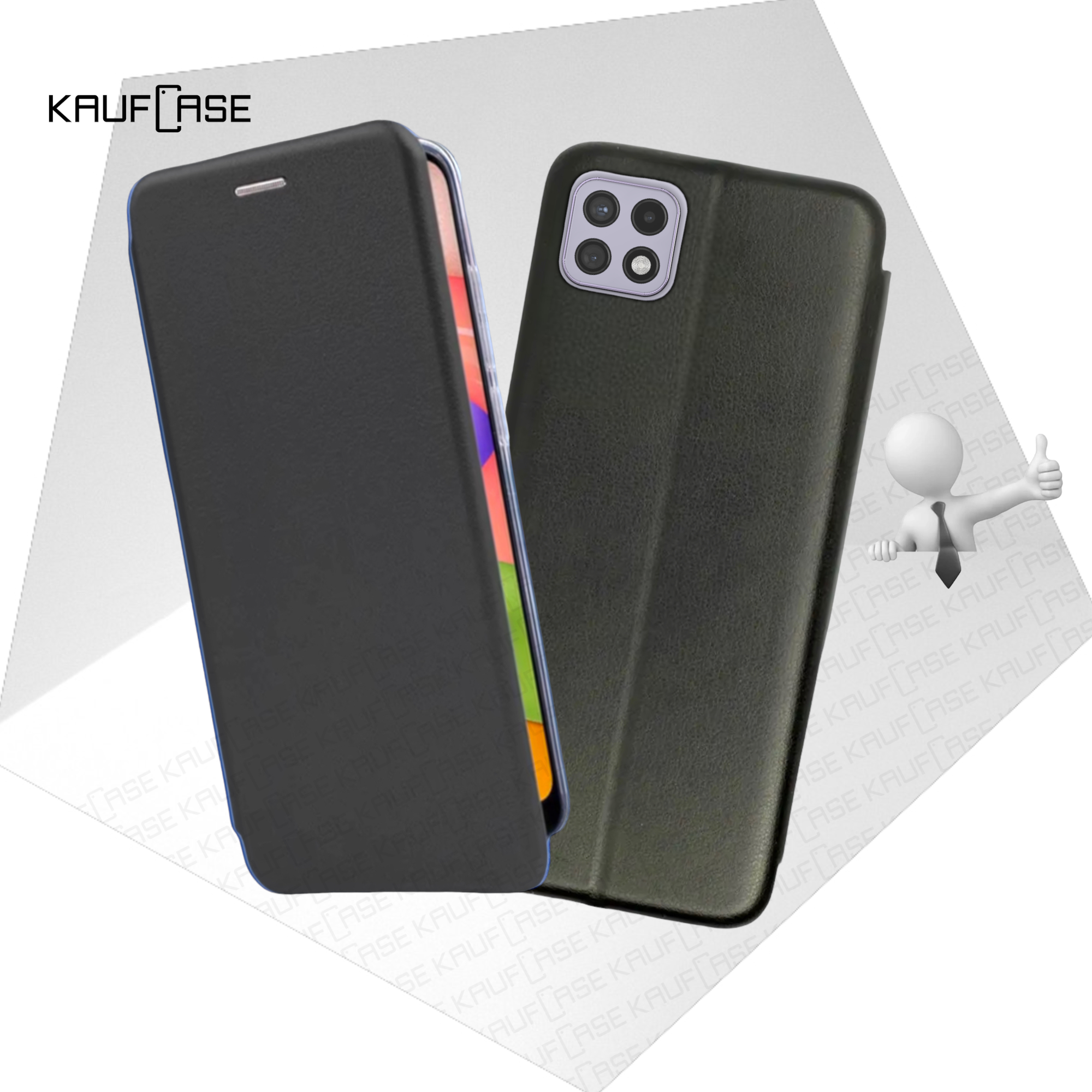 Чехол книжка для телефона Samsung A22s 5G (A226) (6.6"), черный. Текстура под кожу