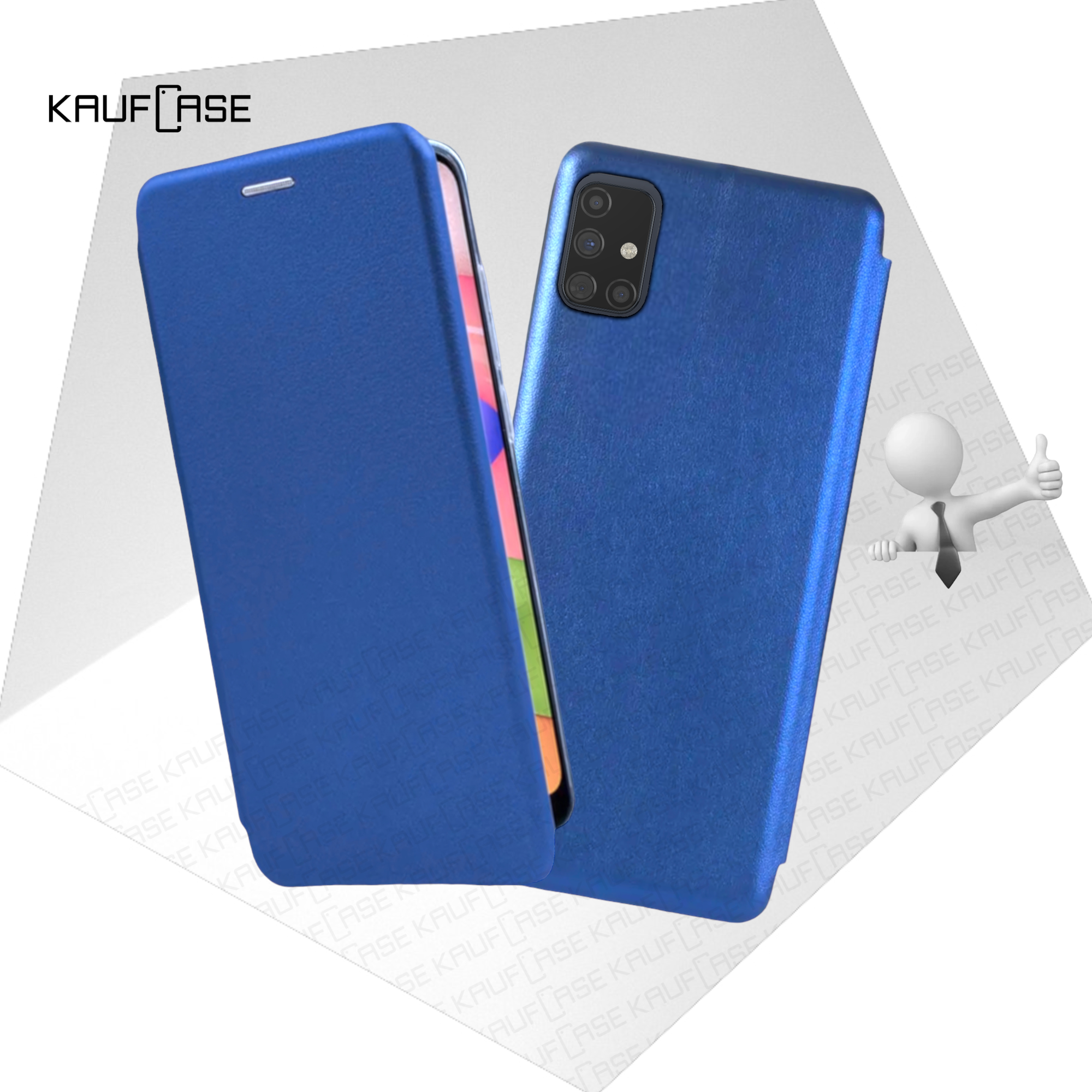 Чехол книжка для телефона Samsung M51 (M515) (6.7"), синий. Текстура под кожу
