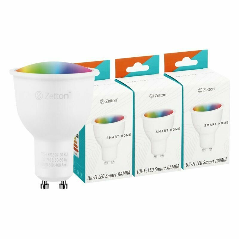Комплект умных ламп Trio Zetton LED RGBW Smart Wi-Fi Bulb, GU10, 5Вт