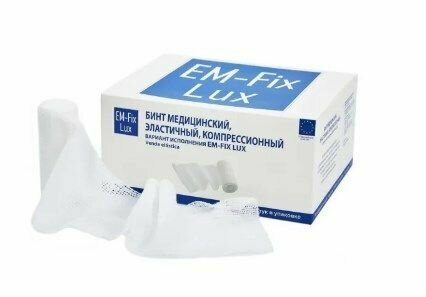 Бинт EM-Fix Lux 6см х 4м медицинский эластичный компрессионный, белый, 20 шт/уп
