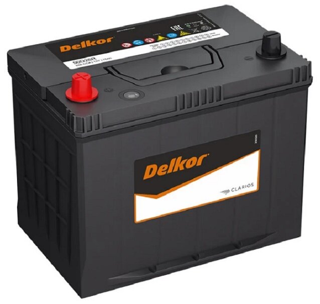 Аккумулятор автомобильный Delkor 90D26R 80 А/ч 700 А прям. пол. Азия авто (260x172x225) с бортиком
