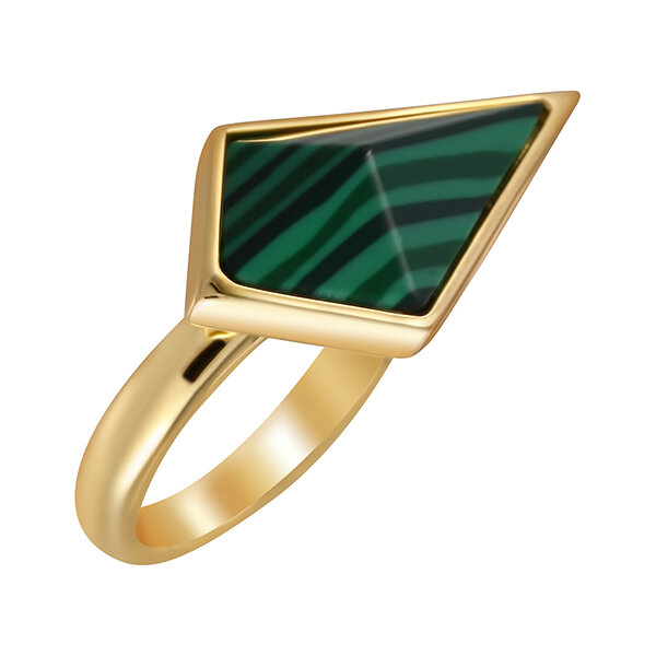 Кольцо, серебро, 925 проба, малахит