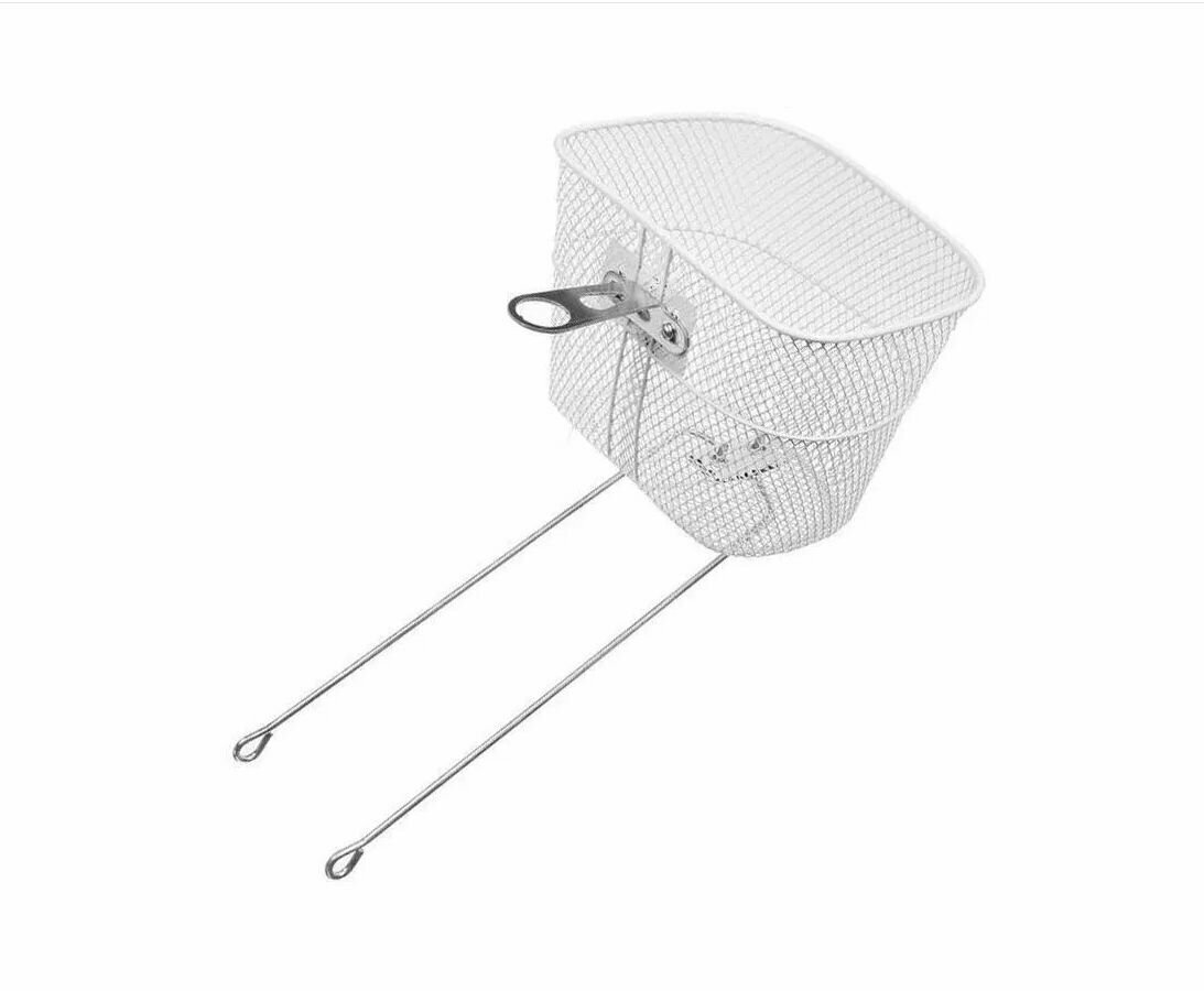 Корзина передняя, 220х150х170мм, крепление за рулевую колонку и переднюю ось, для велосипеда 16", стальная, белая