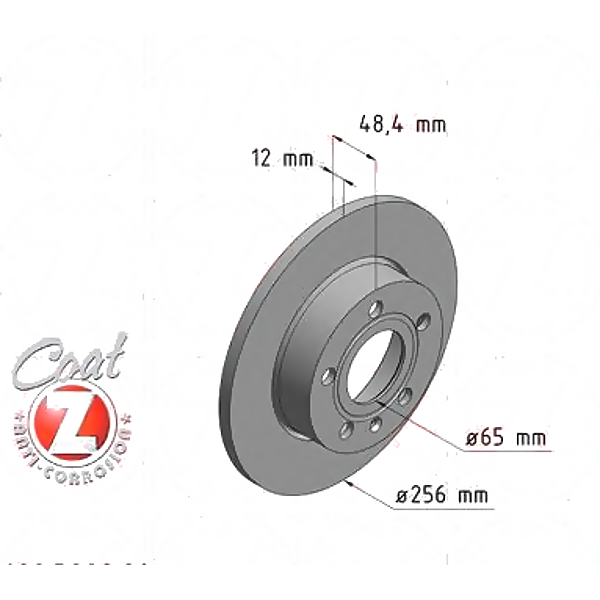 ZIMMERMANN 600.3222.52 диск торм Audi (Ауди) a3 / a3 sportback 03-12 sport зад 256x12 (Комплект 2 штуки)