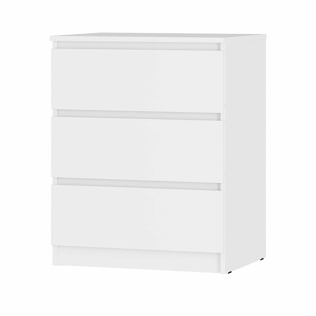 Комод Мебелони "Симпл", ЛДСП, матовый, современный стиль, белый, 3 ящика