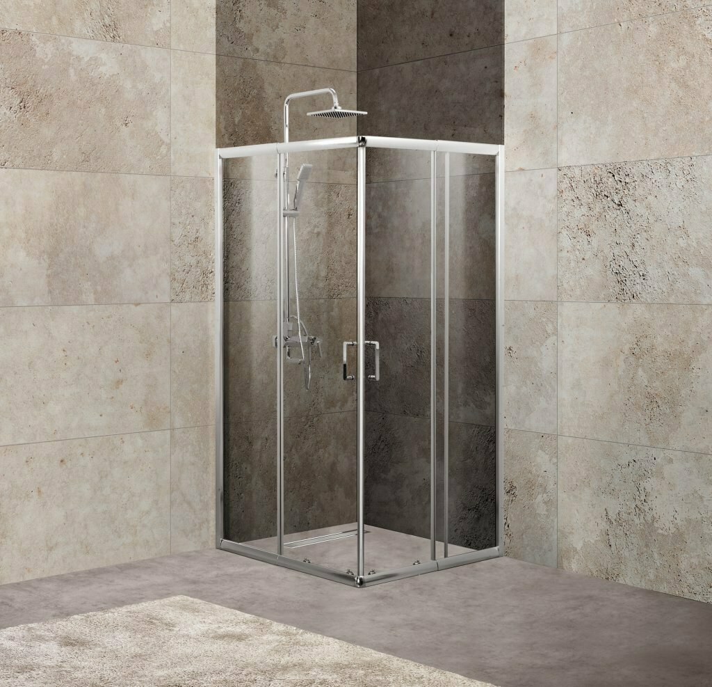 Душевой уголок BelBagno Gilda 90x75, квадратная, узорчатое, серебристый, раздвижные, без поддона в комплекте