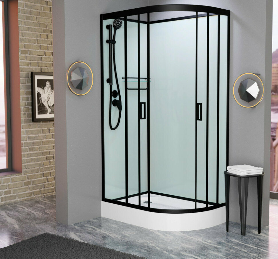 Душевая кабина Frank F412L Black без крыши 120x80 см, 214014