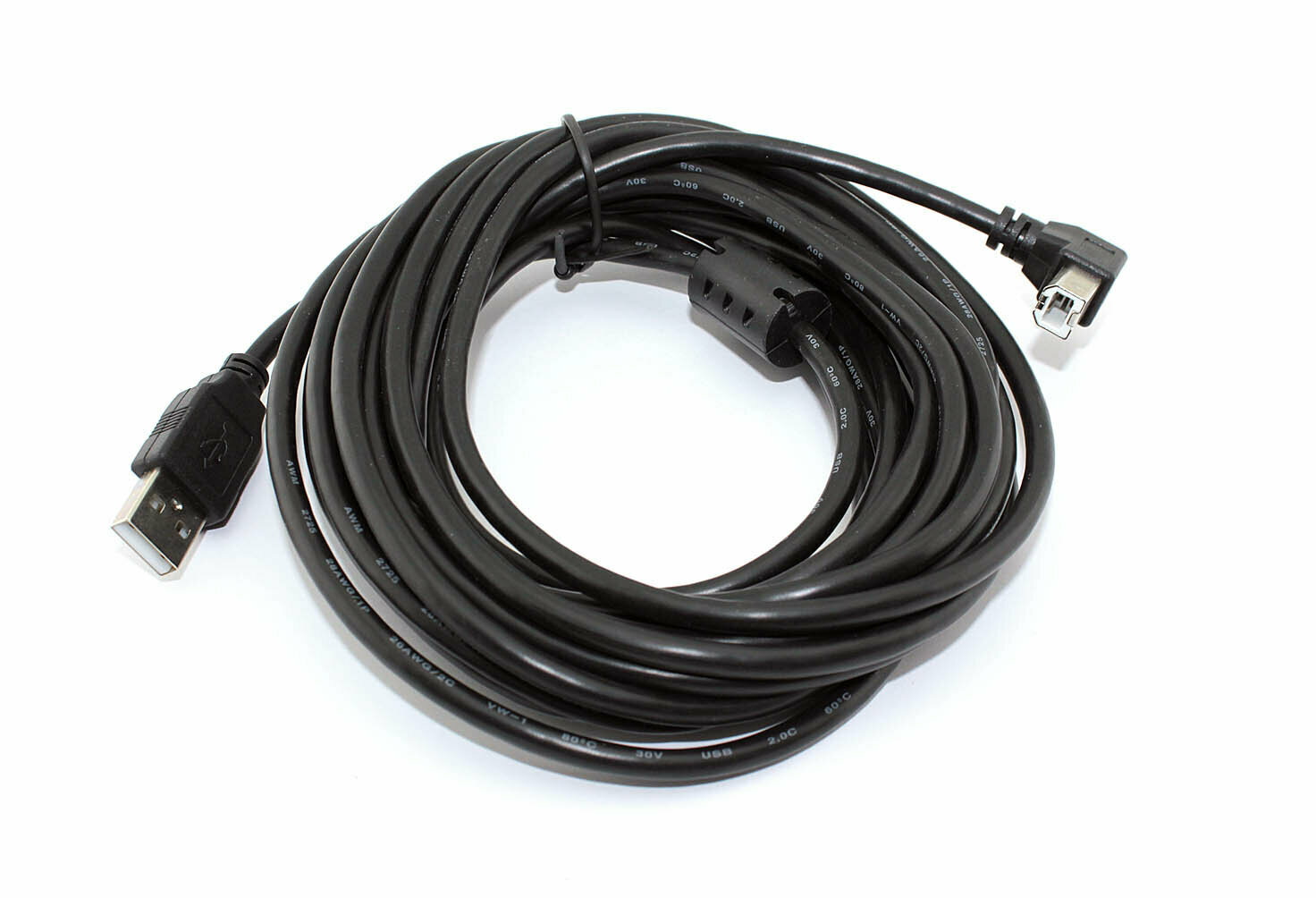 Кабель USB 2.0 на USB-B угол вниз 5 м