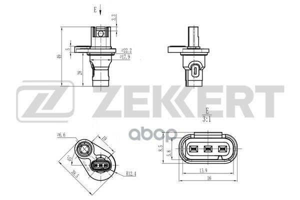 Датчик Положения Распредвала Bmw 5 (E60 E61 F07-F11) 04- 3 (E90-E93 F30-F34 F80) 04- X5 (E70 F1 Zekkert арт. se-5051