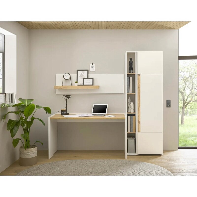 Кабинет МебельЛэнд24 Анси-3 Белый 208x60x200 со шкафом со столом со стеллажом