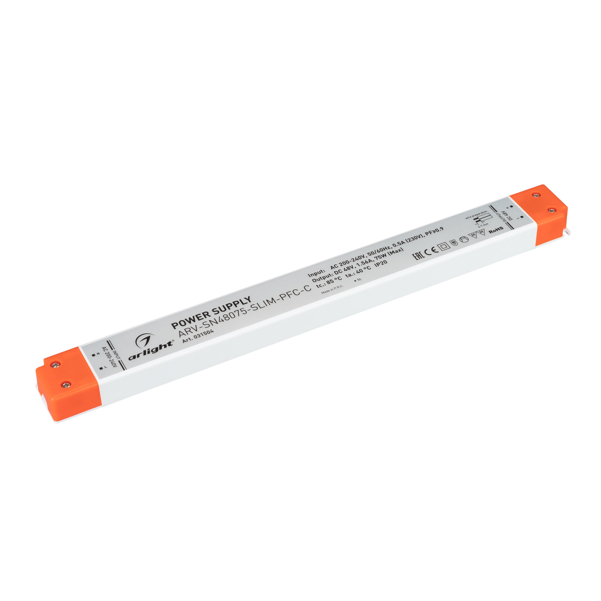Источник напряжения Arlight Блок питания ARV-SN48075-SLIM-PFC-C (48V, 1.56A, 75W)