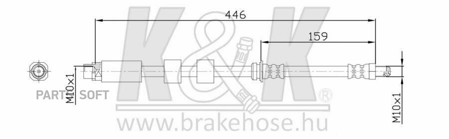 FT0946 K&K Шланг тормозной передн BMW: 3 (E90) 320d xDrive/320xd/325i xDrive/325xi/330i xDrive/330xd/330xi/335i xDrive/335xi 05-, 3 Touring (E91) 320d xDrive/320xd/325i xDrive/