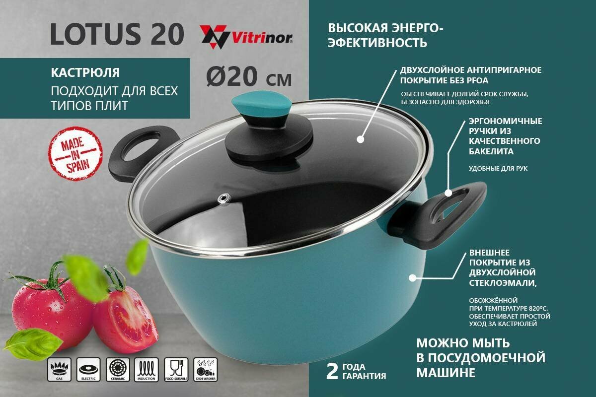 Кастрюля с крышкой Vitrinor Lotus 20