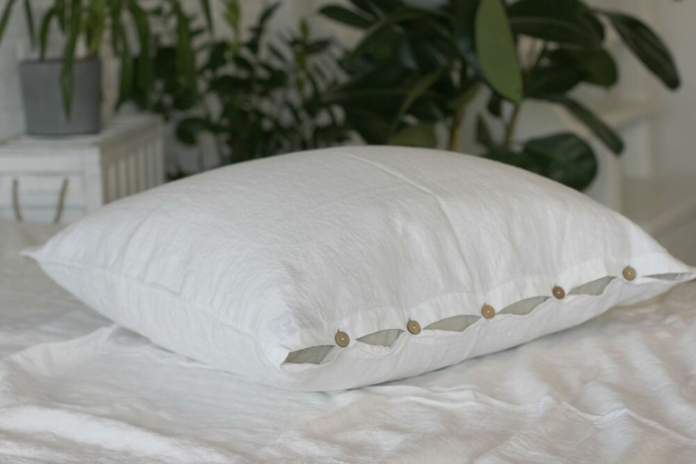 2 шт. Наволочка Linenmill Home Soft linen, 70 см х 70 см, 100 % лён, белая