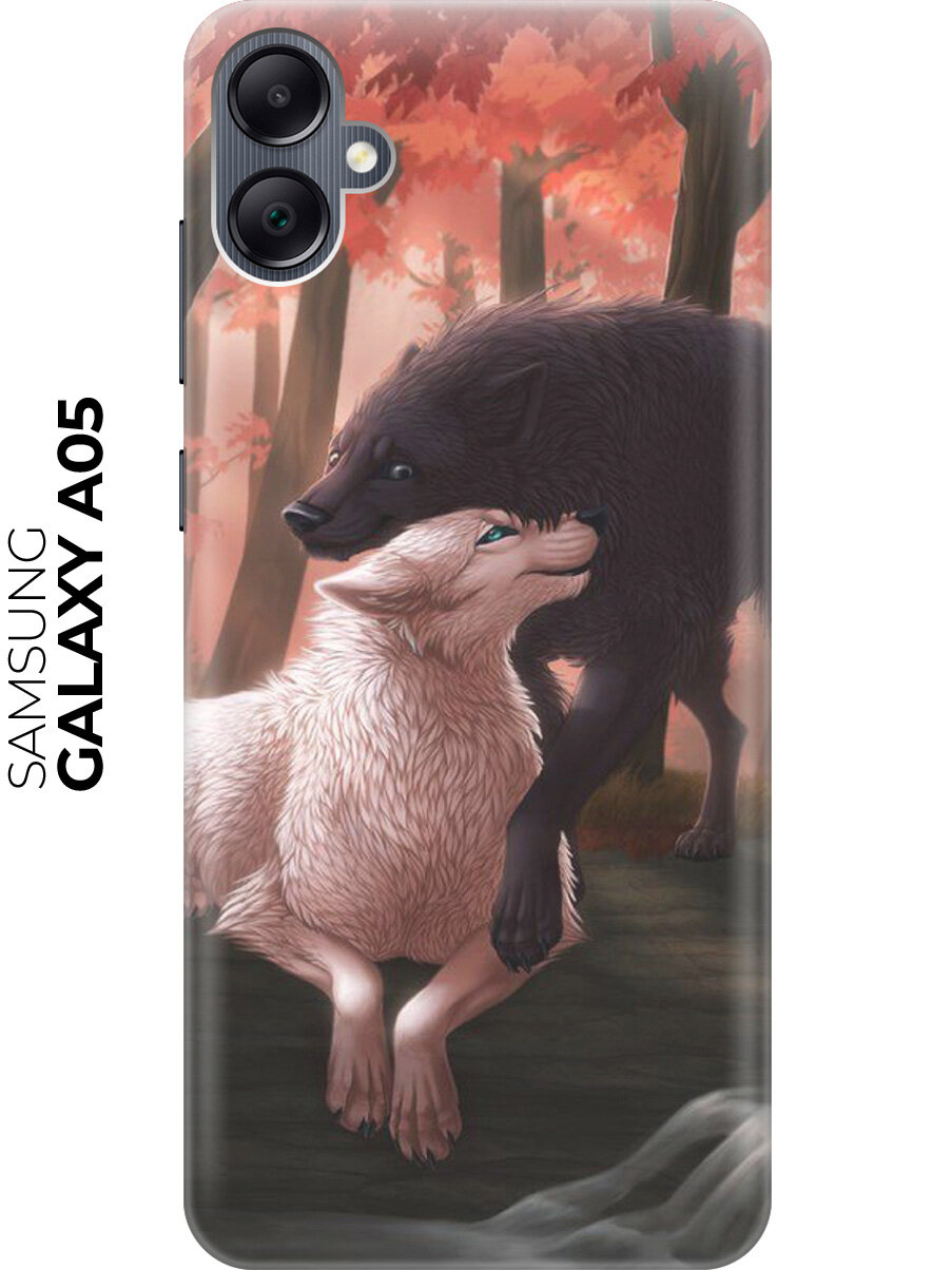 Силиконовый чехол на Samsung Galaxy A05 / Самсунг А05 с рисунком "Влюбленные волки"