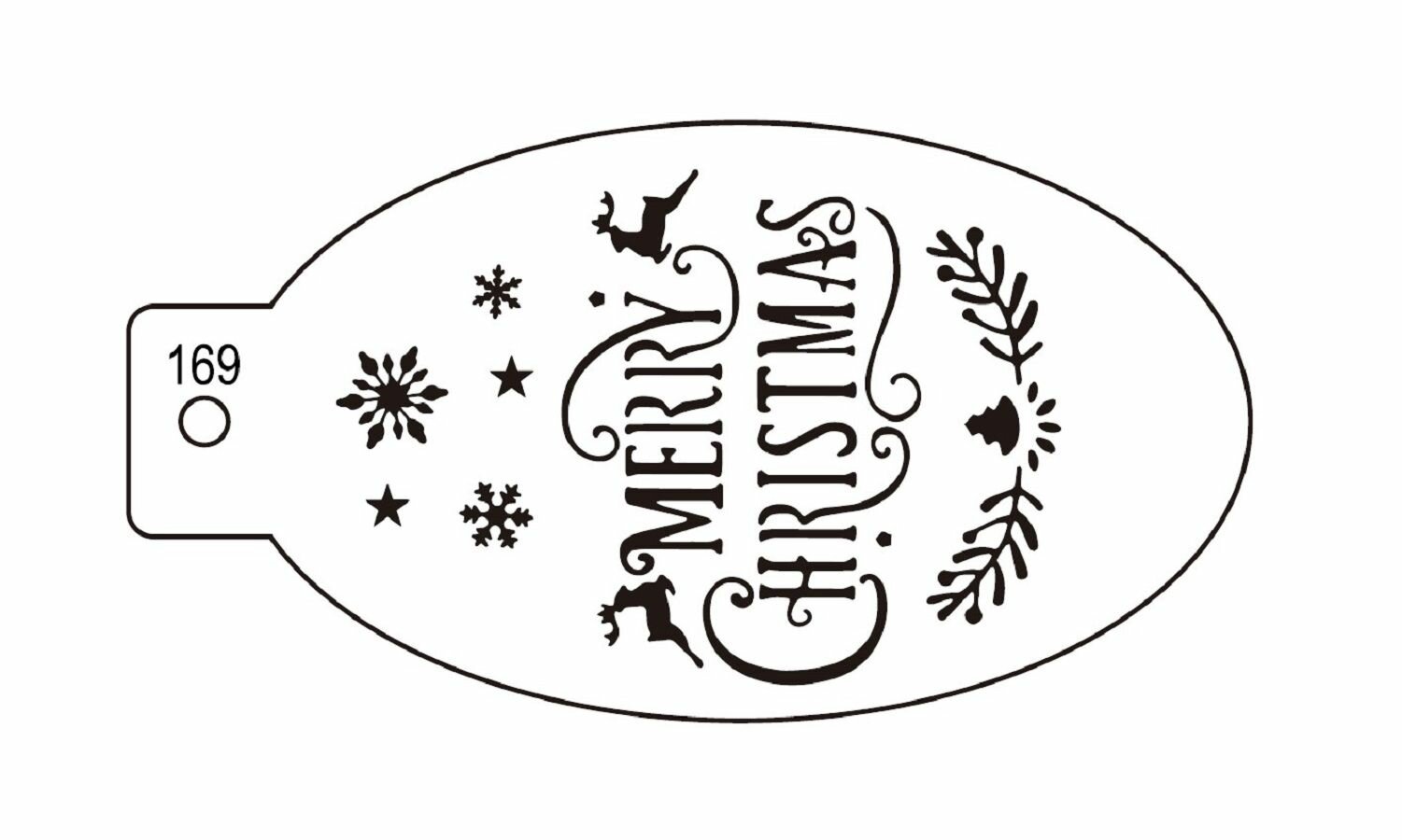 Трафарет для аквагрима овальный "Merry Christmas" 7 на 13 см
