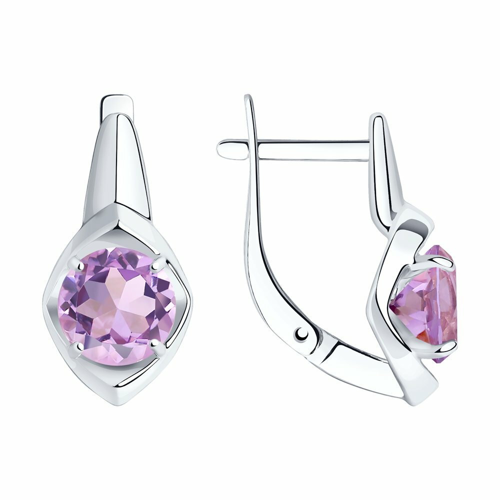 Серьги, серебро, 925 проба, аметист