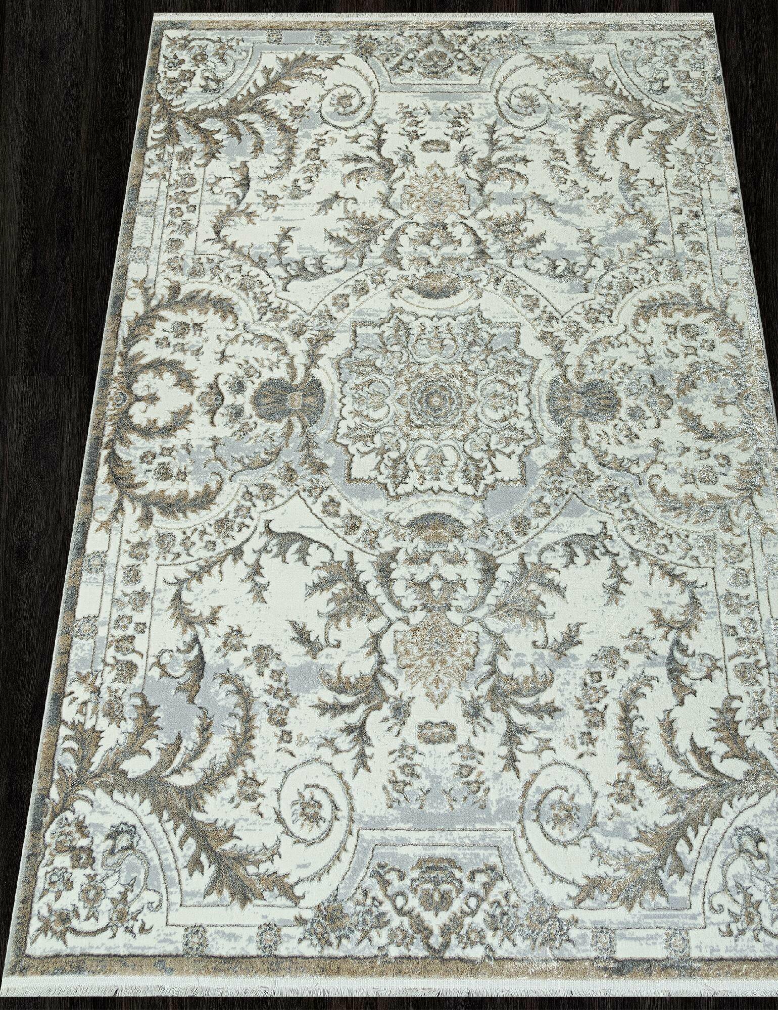 Ковер турецкий на пол в гостиную в спальню 80х150 см бежевый классический ворс 9 мм 387390 Kover-Russia