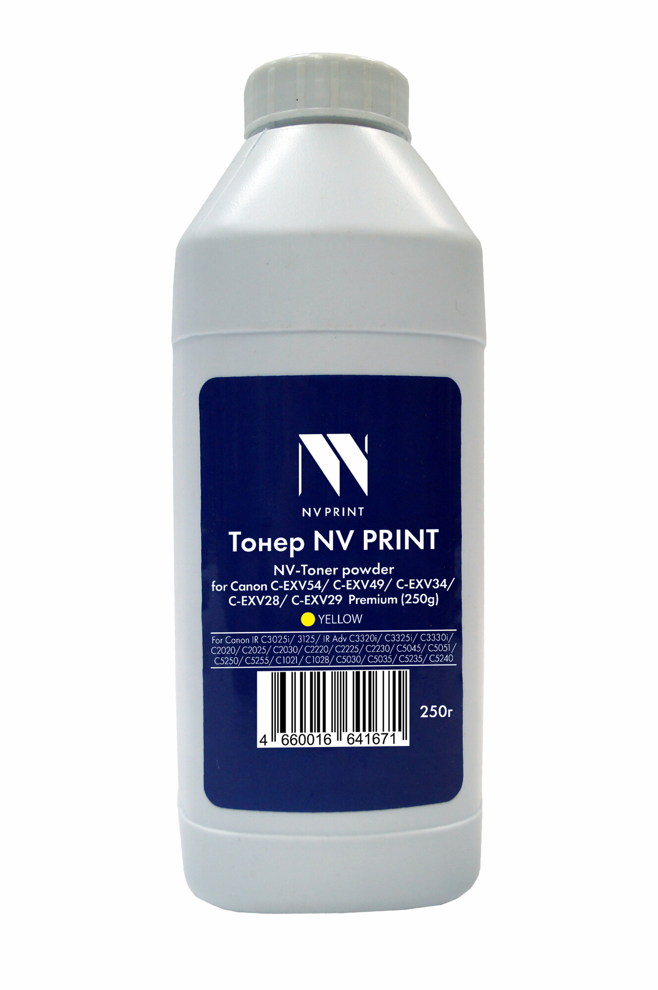 Тонер + девелопер NVP для Canon C-EXV54, C-EXV49, C-EXV34, C-EXV28, C-EXV29 Premium (250г) Yellow