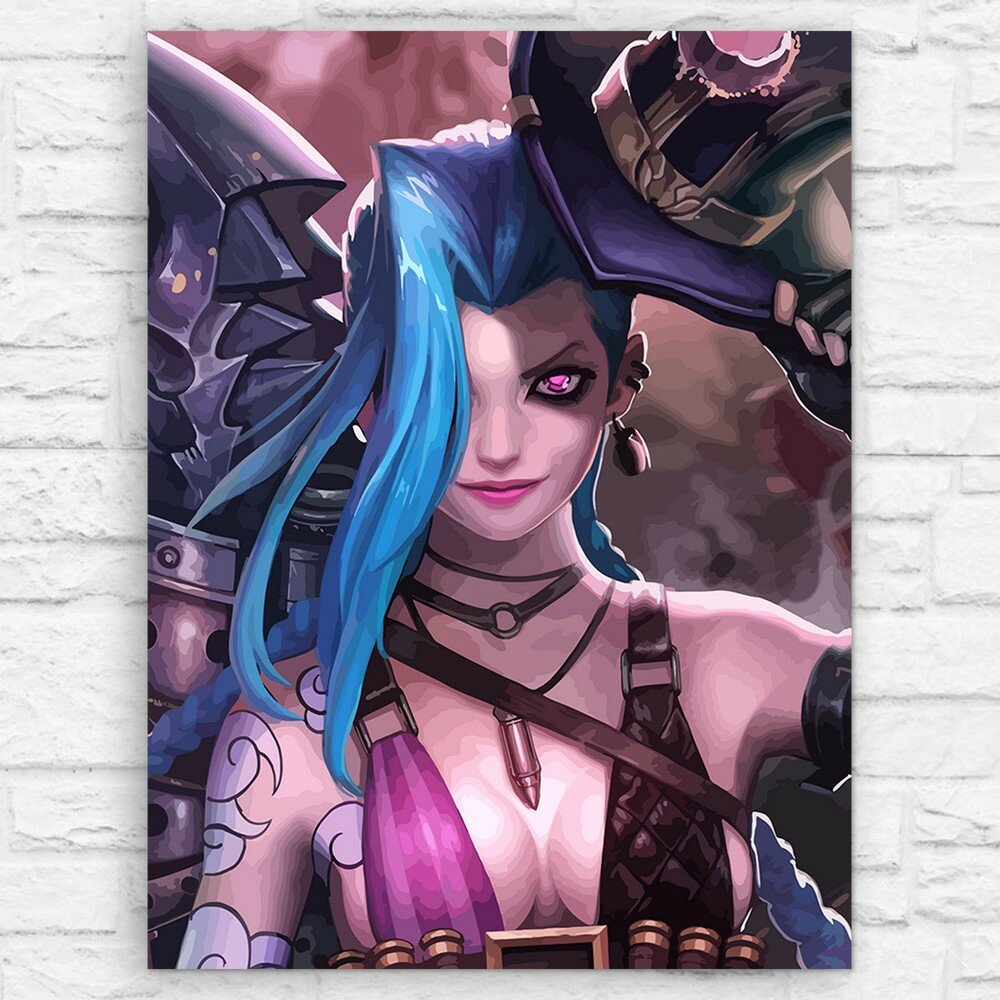 Картина по номерам на холсте игра LOL (League of Legends, Jinx, Джинкс, PC, XBOX, SWITCH, PS) - 13573 В 30x40