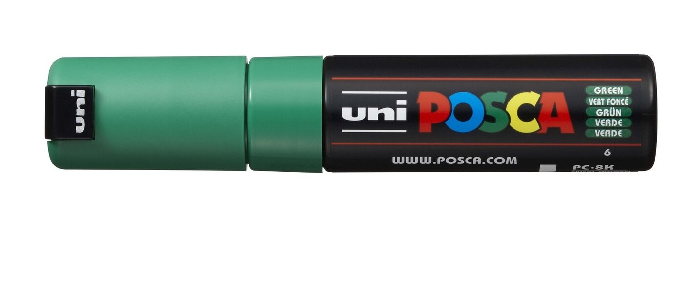 Маркер Uni POSCA PC-8К 6 зеленый, до 8 мм скошенный наконечник 1 шт