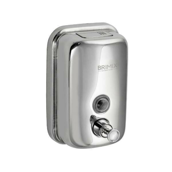 Дозатор жидкого мыла настенный, с глазком, из нерж. стали BRIMIX 618