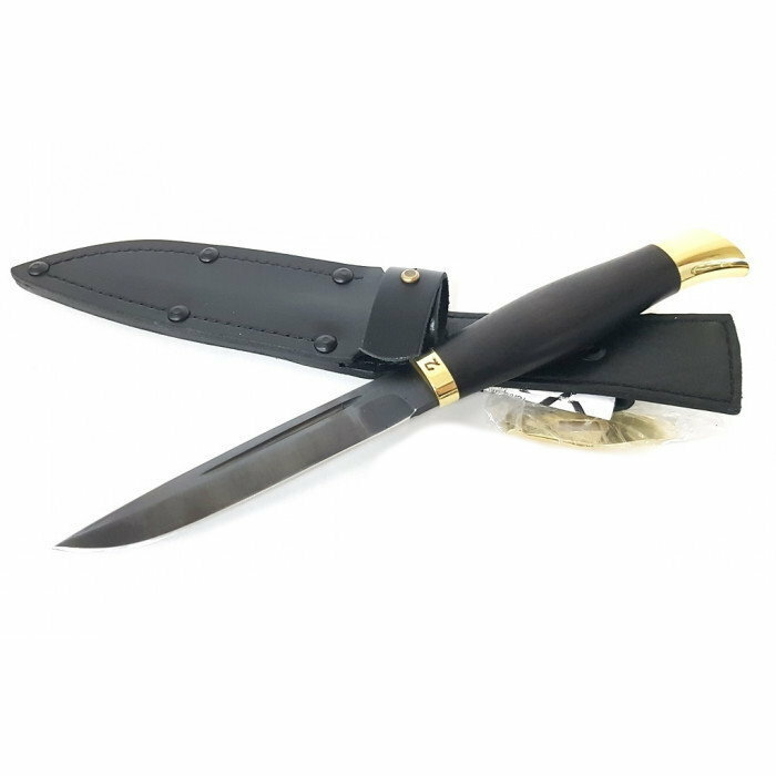 Нож Финка Гюрза разборная, 65Г, граб, латунь