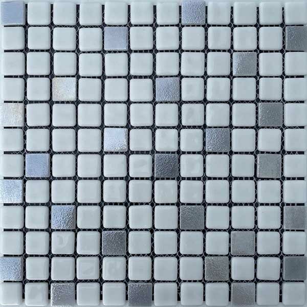 Плитка мозаика из прессованного стекла с заливкой и лакированными вставками TZ-0-2501 L Zetoglass