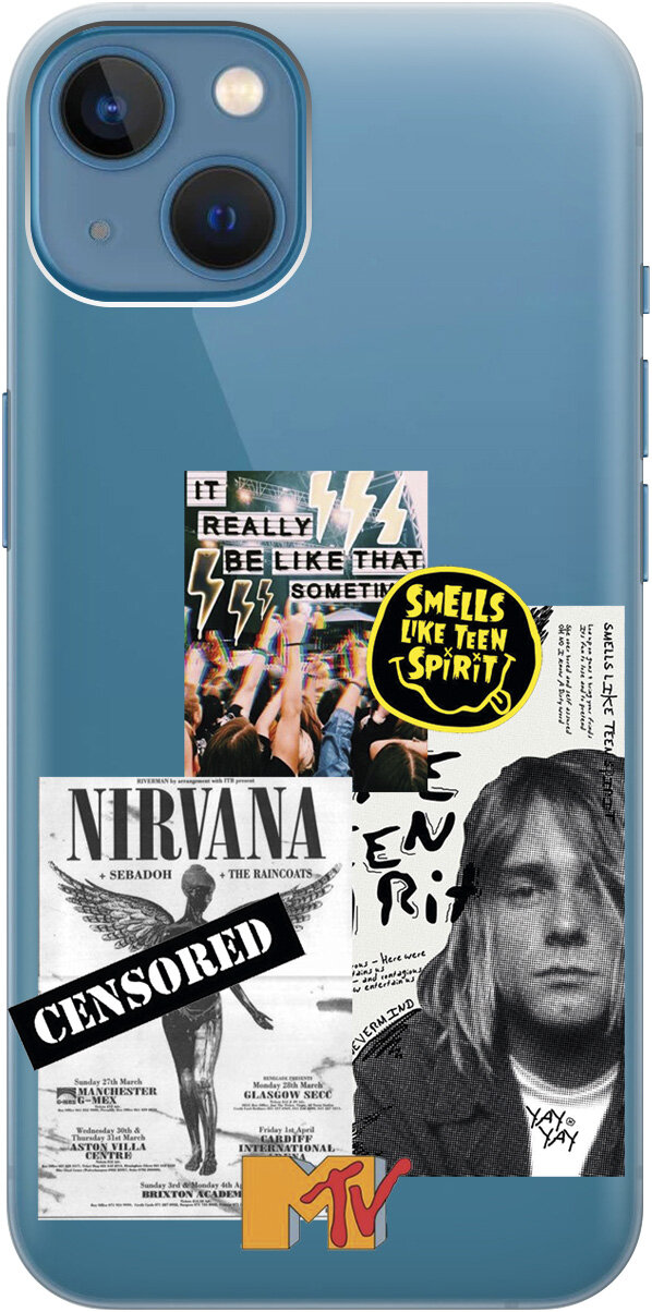 Силиконовый чехол на Apple iPhone 13 Mini / Эпл Айфон 13 мини с рисунком "Nirvana"