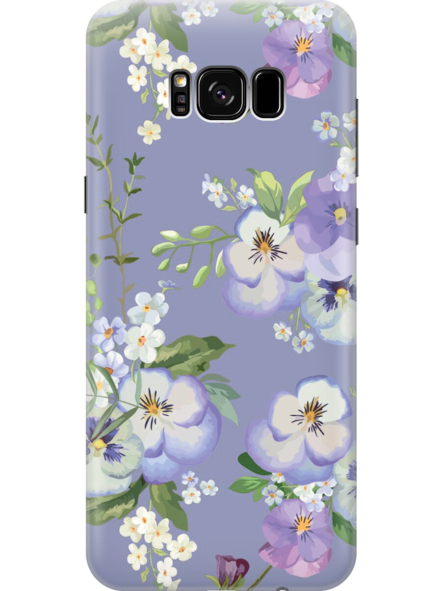Силиконовый чехол на Samsung Galaxy S8+, Самсунг С8 Плюс с принтом "Цветочки на синем фоне"