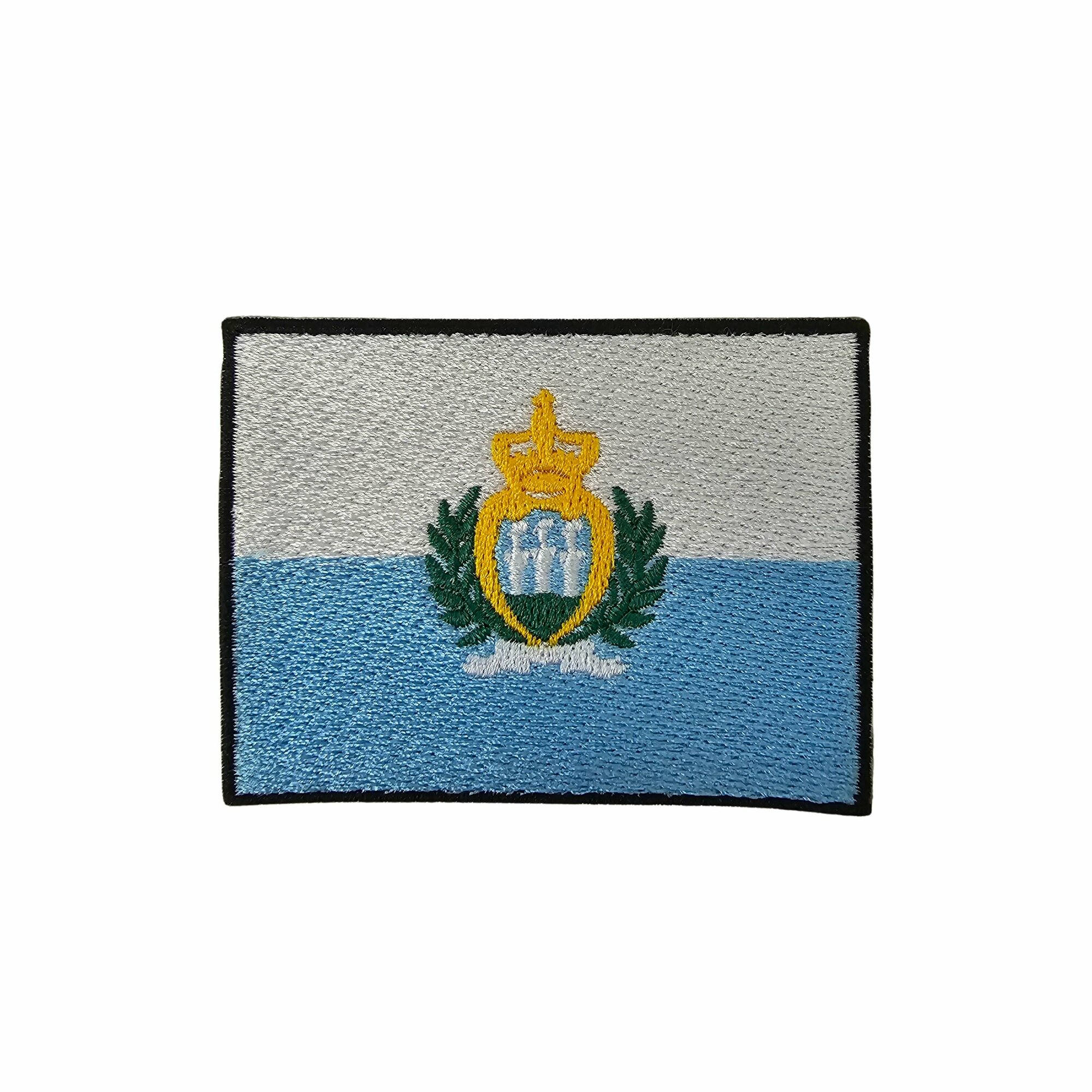 Нашивка Мега Принт "Флаг Сан-Марино", 80x60 мм, текстильная, клеевая