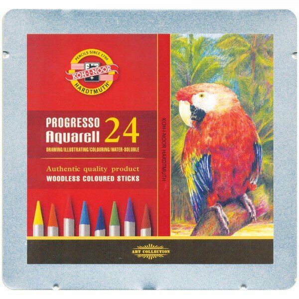 Карандаши акварельные Koh-I-Noor "Progresso Aquarell", 24цв, в металлическом пенале