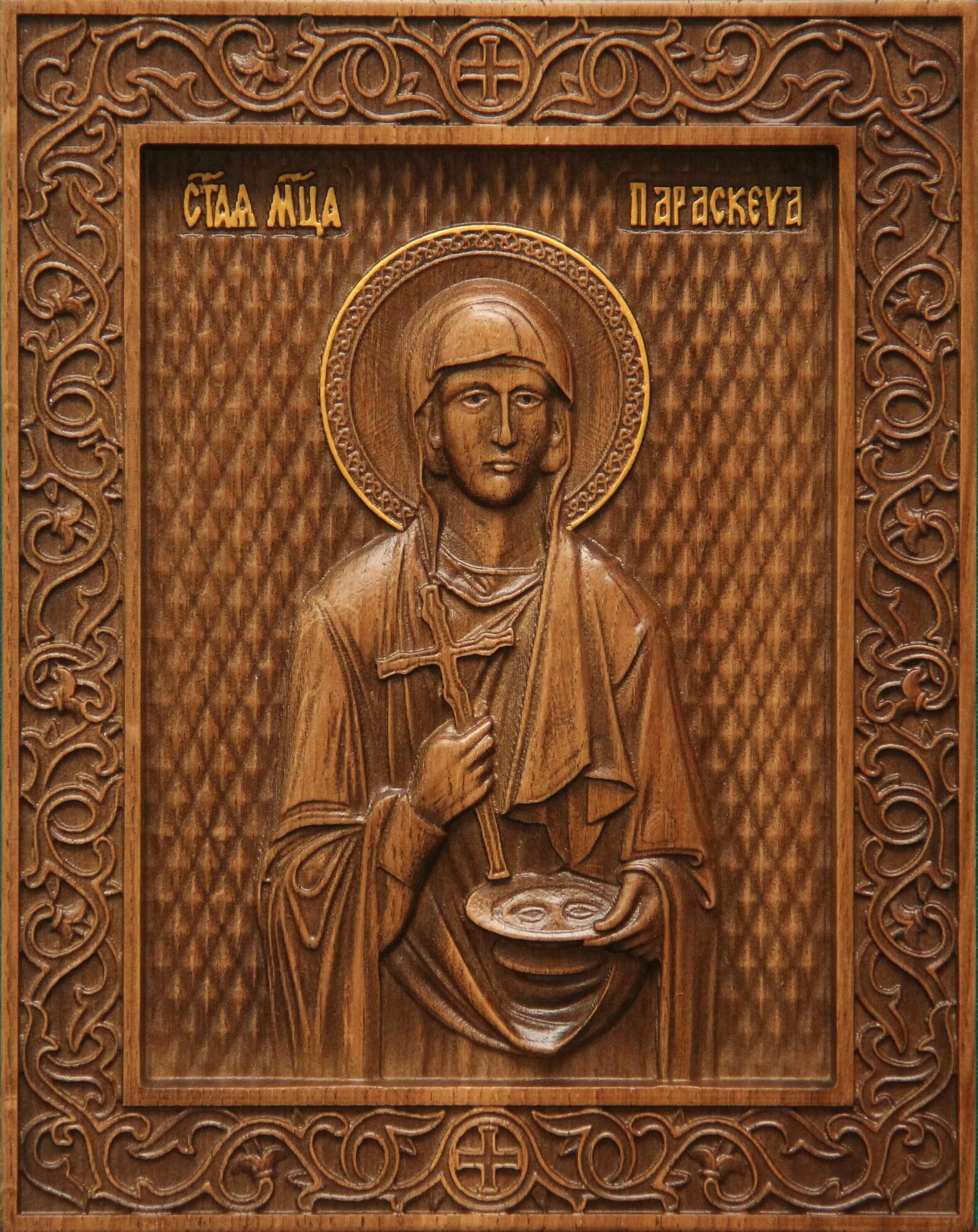 Икона Параскева (Прасковья) Пятница, Великомученица, резная из дуба, 30х40 см
