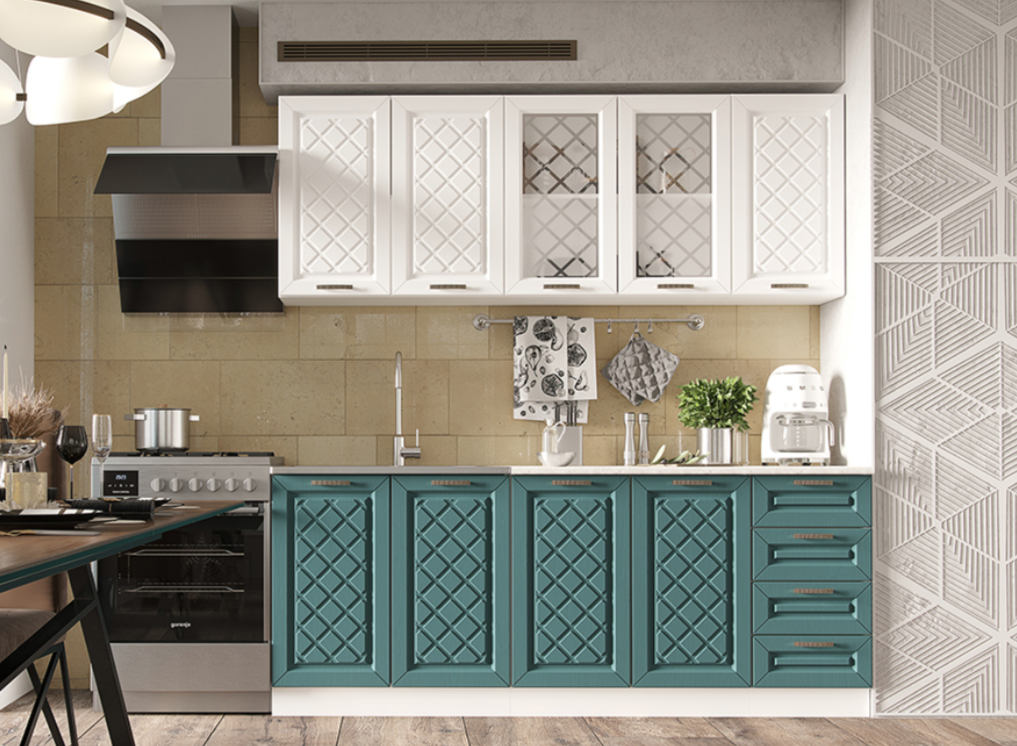 Кухонный гарнитур, кухня, готовый комплект Агава 1,8 м Акация белая/Моренга