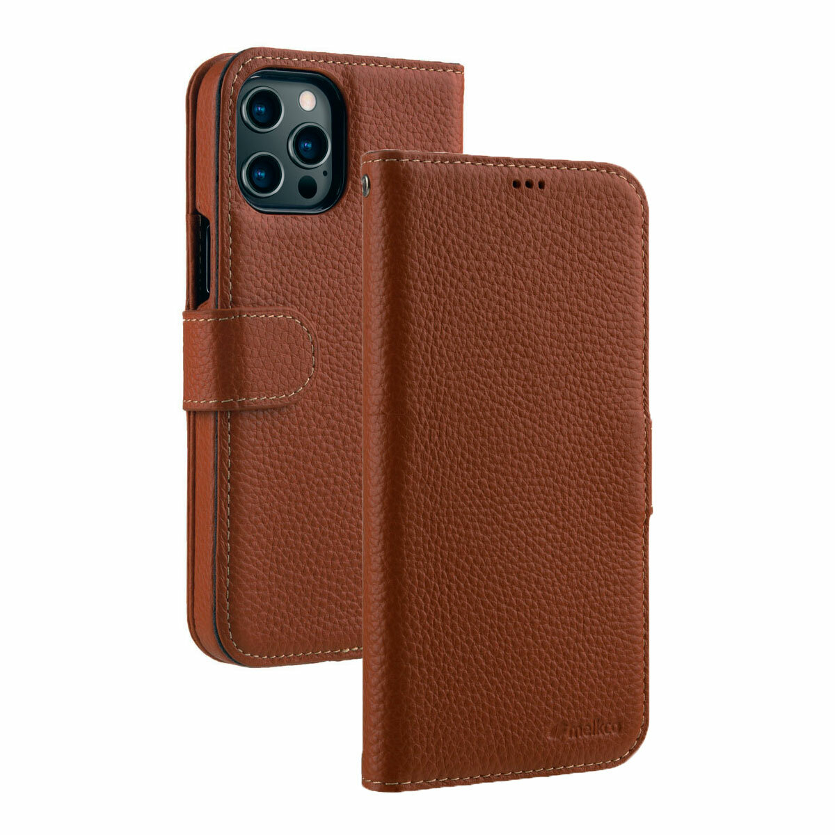 Кожаный чехол книжка Melkco для Apple iPhone 14 Pro Max (6.7") - Wallet Book Type, коричневый