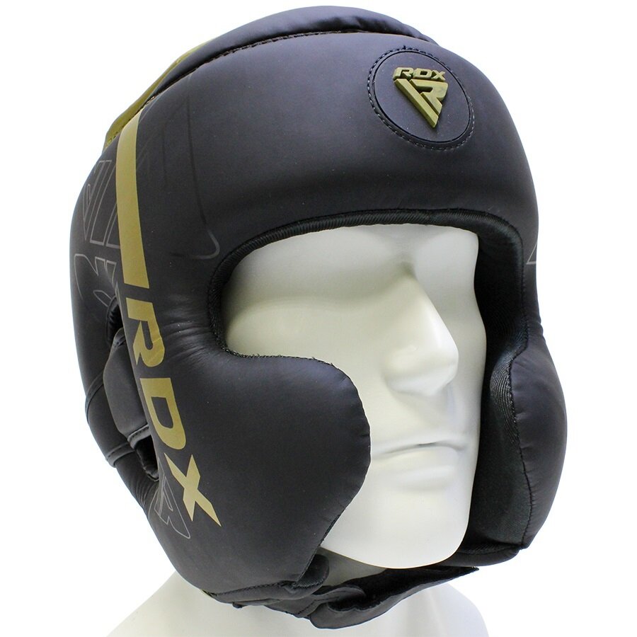 Шлем с защитой скул RDX F6 черно-золотой, L